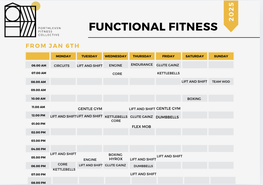 Group class timetable – Porthleven Fitness Collective
